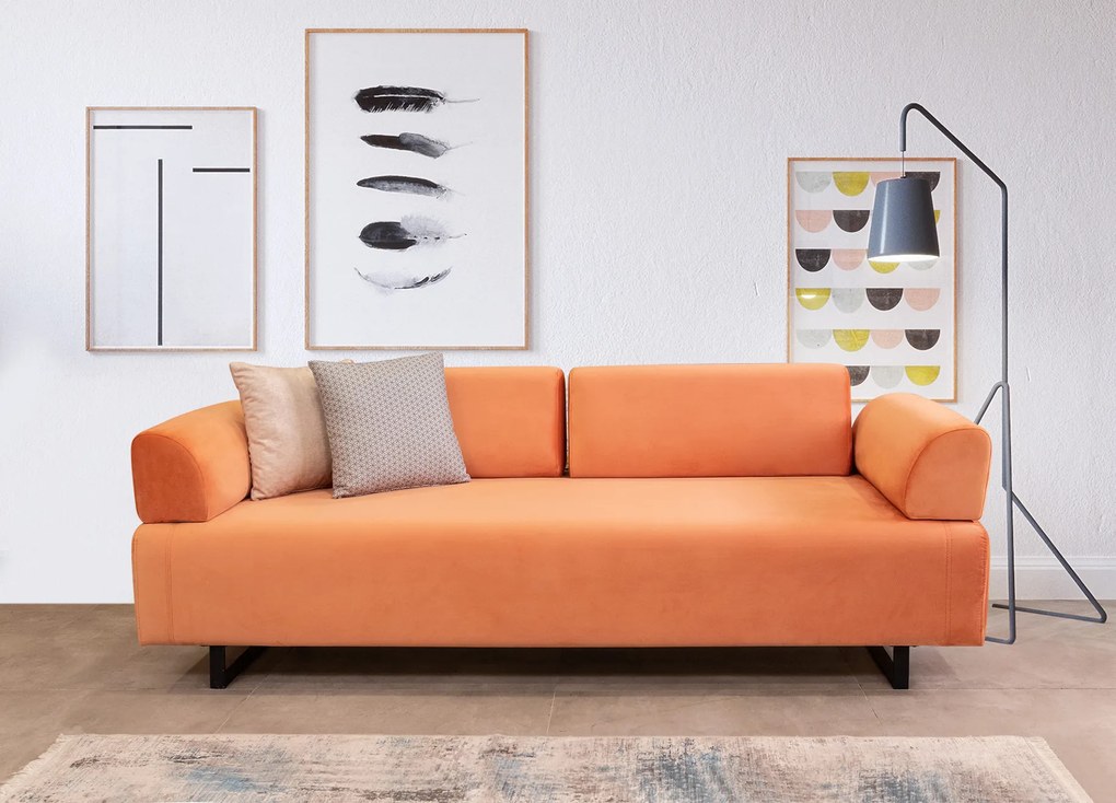 Hanah Home Pohovka INFINITY s postranním stolkem lososová 560ARE1324