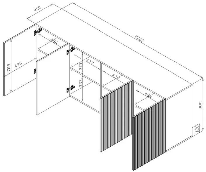 Komoda Pafos 200 cm černá