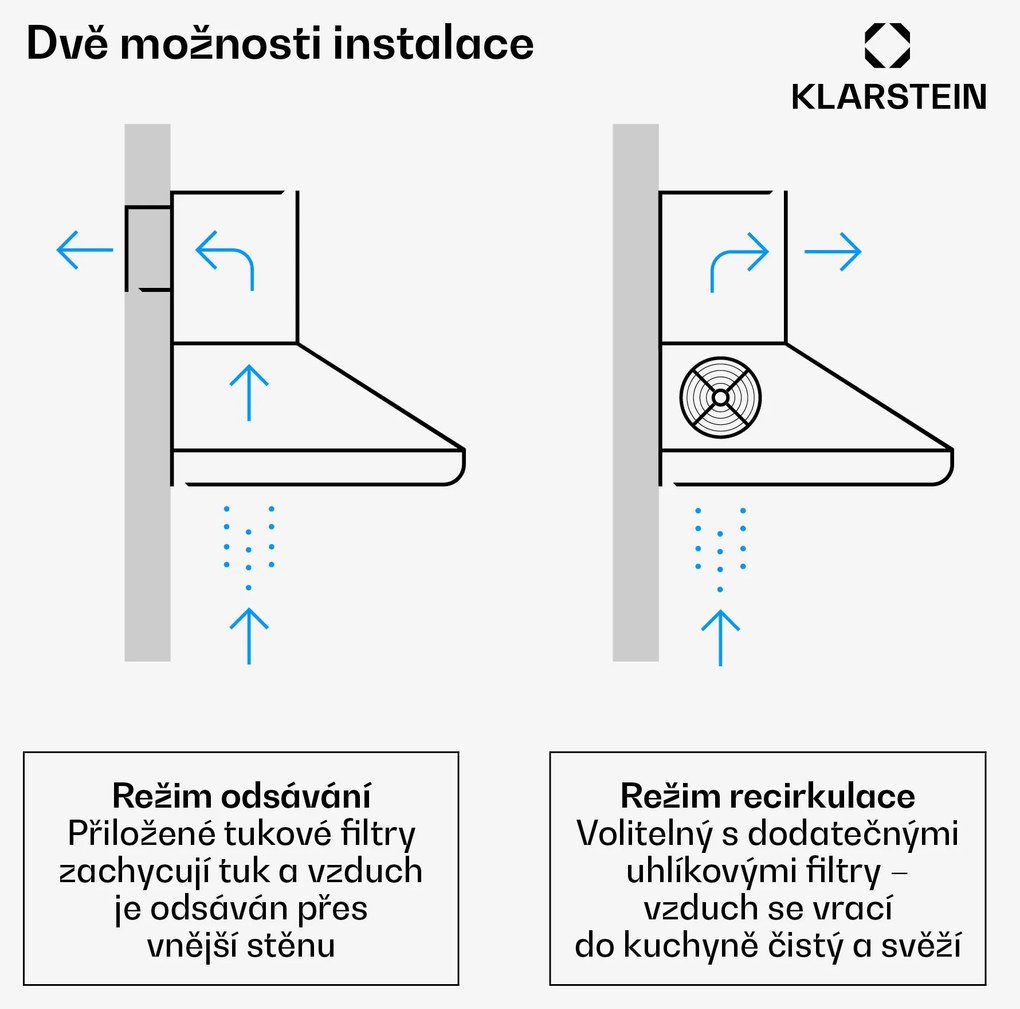 Klarstein Lumio Primo, digestoř, 60 cm, komínová, 490 m³/h, retro design, nerezová ocel, černá