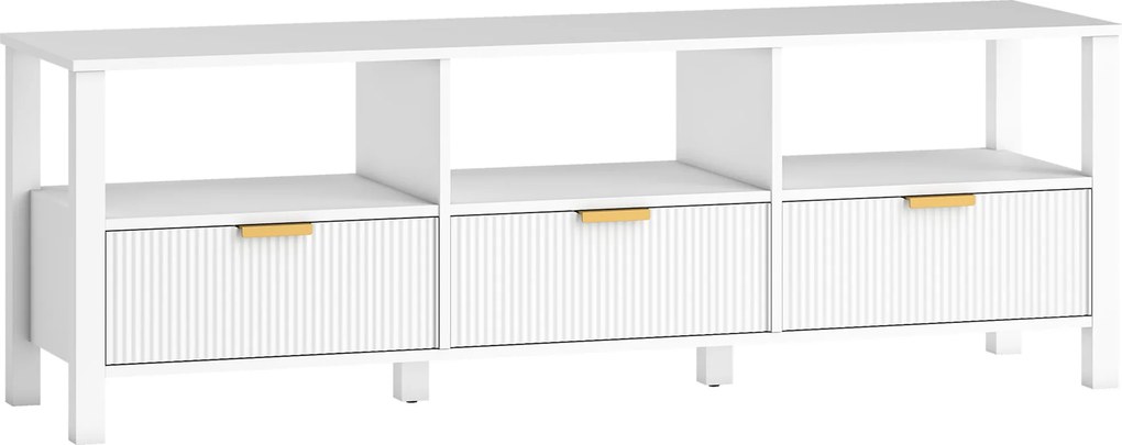 HOMCOM TV nábytek 152 cm, TV nábytek pro televize až 139,7-165,1 cm se 3 zásuvkami a 3 otevřenými přihrádkami, 152x39,5x50 cm, bílá