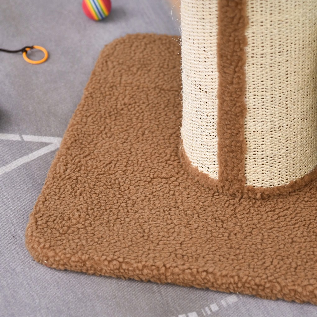 PawHut škrabadlo s odnímatelným polštářem, do 30 kg, škrabadlo, kočičí strom s plošinou, stabilní, sisal, světle hnědá, 45x45x91cm