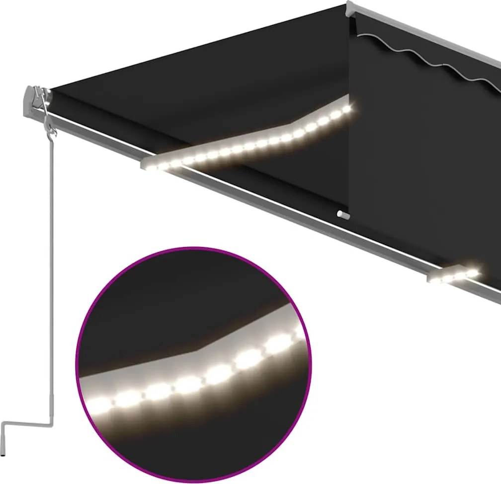 Automatická markýza roleta LED senzor větru 3,5x2,5 m antracit 3069414