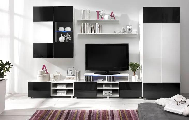 MEBLINE Luxusní nábytek do obývacího pokoje GORDIA 6 bílý+černý