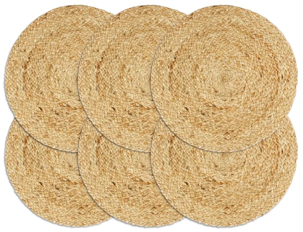 Prostírání 6 ks přírodní 38 cm kulaté juta 133835