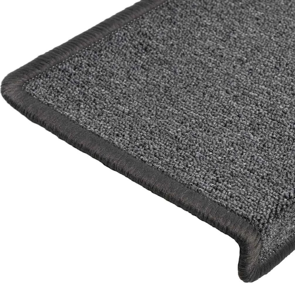Schodové rohože 15 ks 65 x 21 x 4 cm tmavě šedé s obdélníkovým okrajem 134568