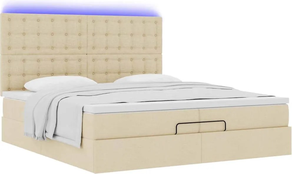 Osmanský rám postele s matrací krémová 200x200cm textil 3314202