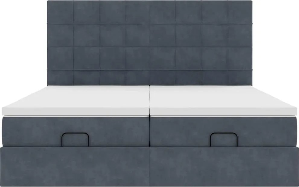 Osmanský rám postele s matracíes tmavě šedá 160x200cm samet 3313767