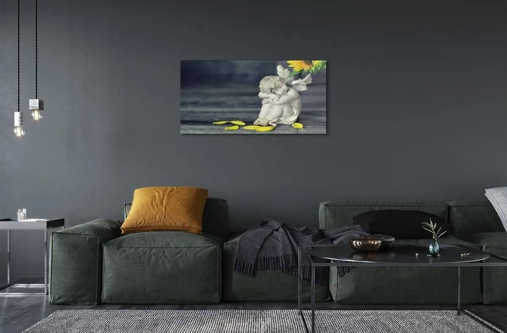 Obraz na skle Spací anděla slunečnice 100x50 cm