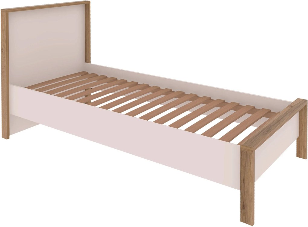 postel ARUBA s roštem 90x200cm bílá/dub wotan