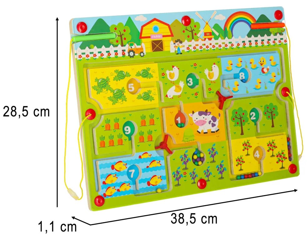 Creative Corner Magnetické bludiště dřevěná stolní hra pro putovní farmu 2 hráči