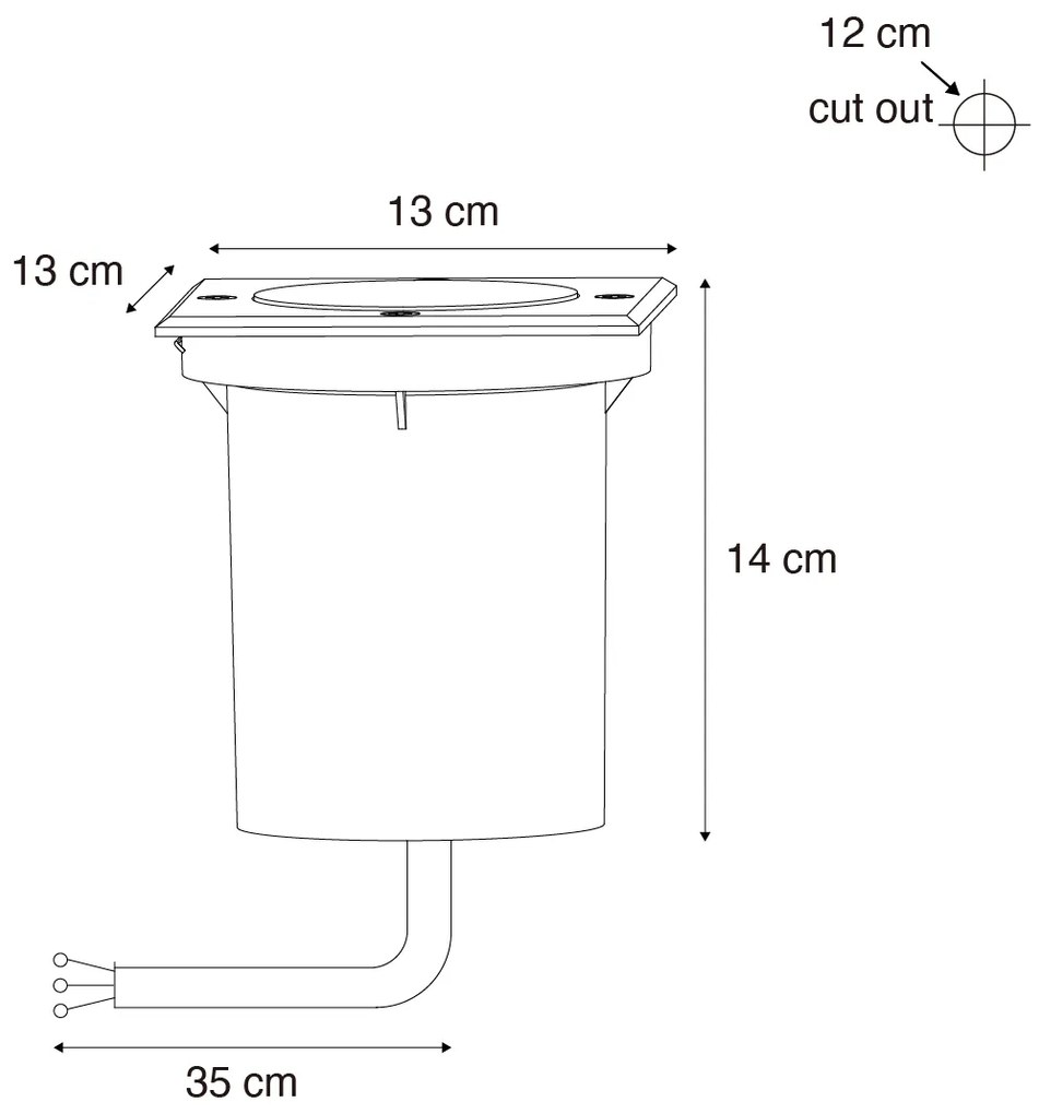 Sada 4 venkovních zemních bodových svítidel černá čtvercová nastavitelná IP65 - Delux