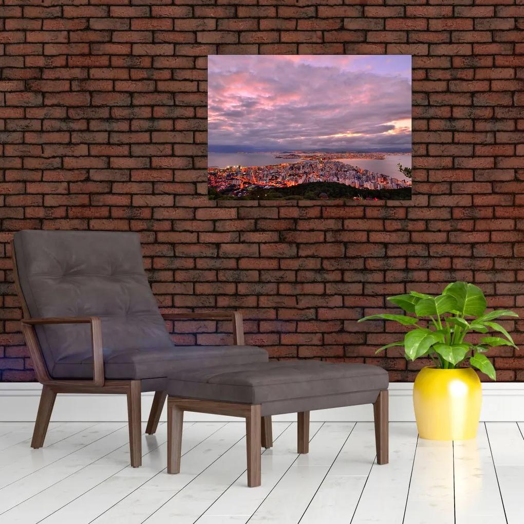 Skleněný obraz - Soumrak nad městem (70x50 cm)