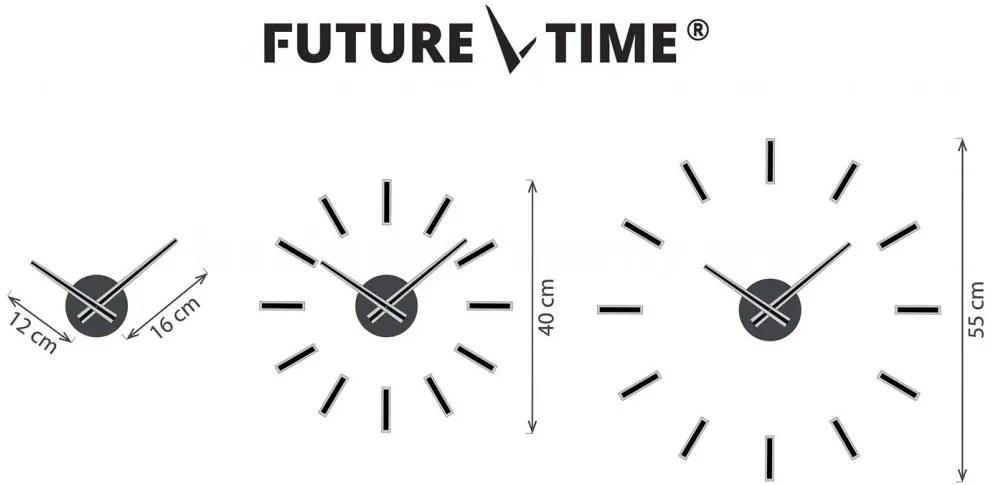 Designové nalepovací hodiny Future Time FT9400BK Modular black 40cm