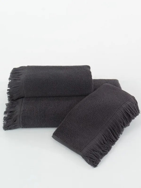 Soft Cotton Malý ručník FRINGE 32x50 cm Černá antracit