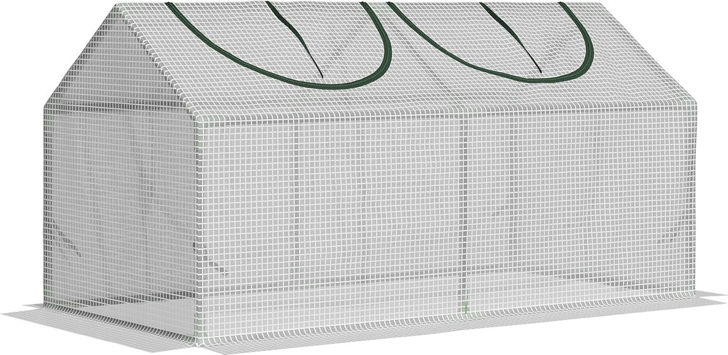 Mini skleník Outsunny s oknem, PE síťovina, ocelový rám, pro balkon, zahradu, 120x60x60cm, skleník na rajčata pro zeleninu, květiny, rostliny, bílý |