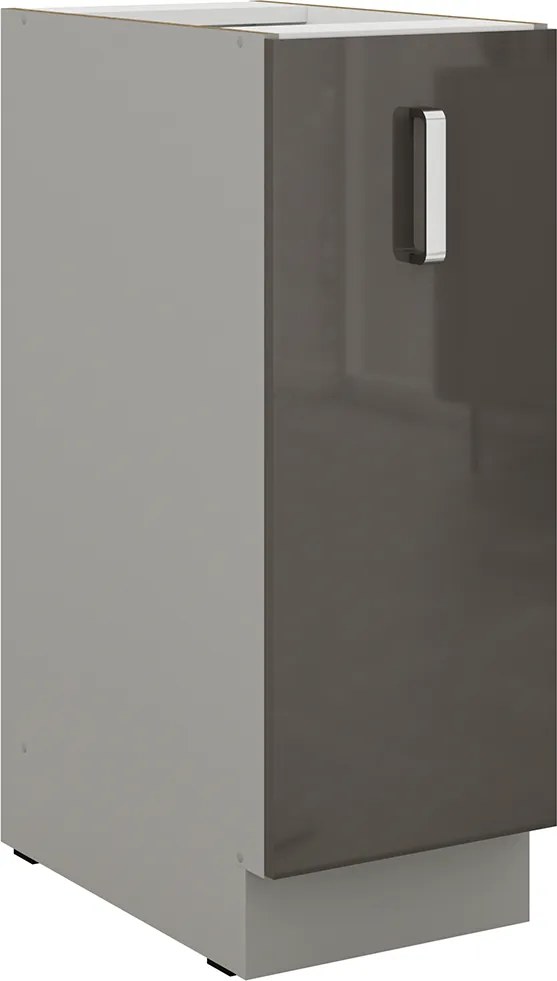 GREY gr | dolní skříňka 30 D CARGO s výsuvnou drátěnou policí | 30 cm | světle šedá/tmavě šedá lesk