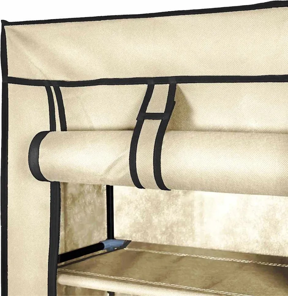 Botník s potahem krémový 57 x 29 x 162 cm textil 282431