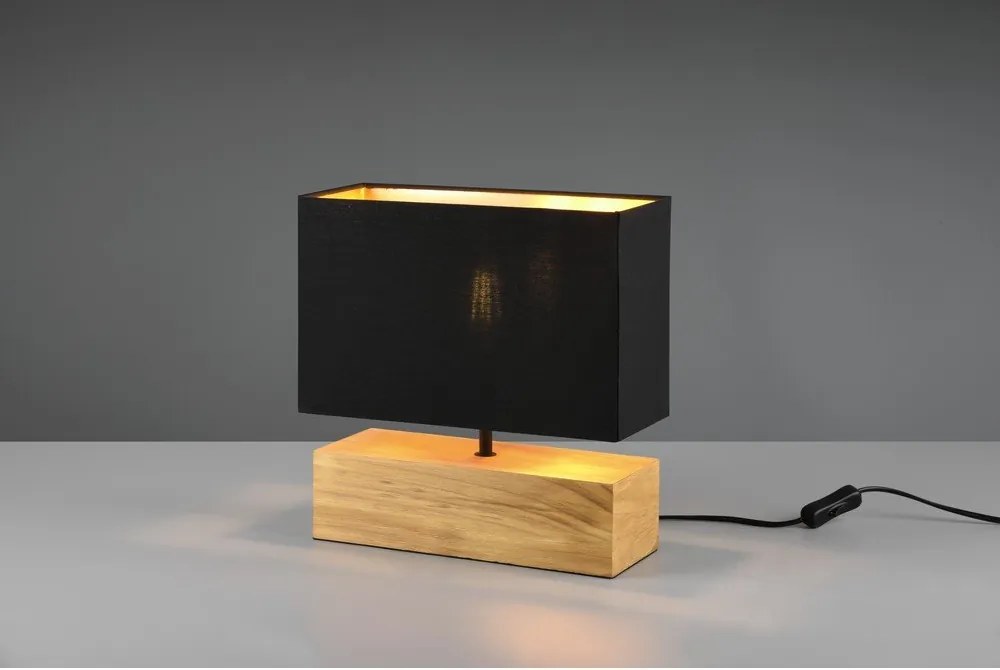 Stolní lampa s textilním stínidlem v černo-přírodní barvě (výška 30 cm) Woody – Reality
