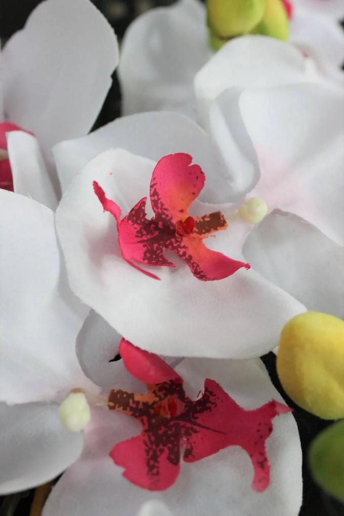 Bílá umělá třístonková orchidej 90cm