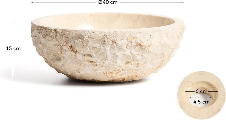 Béžové kamenné kulaté umyvadlo ø 40 cm Orvane – Kave Home