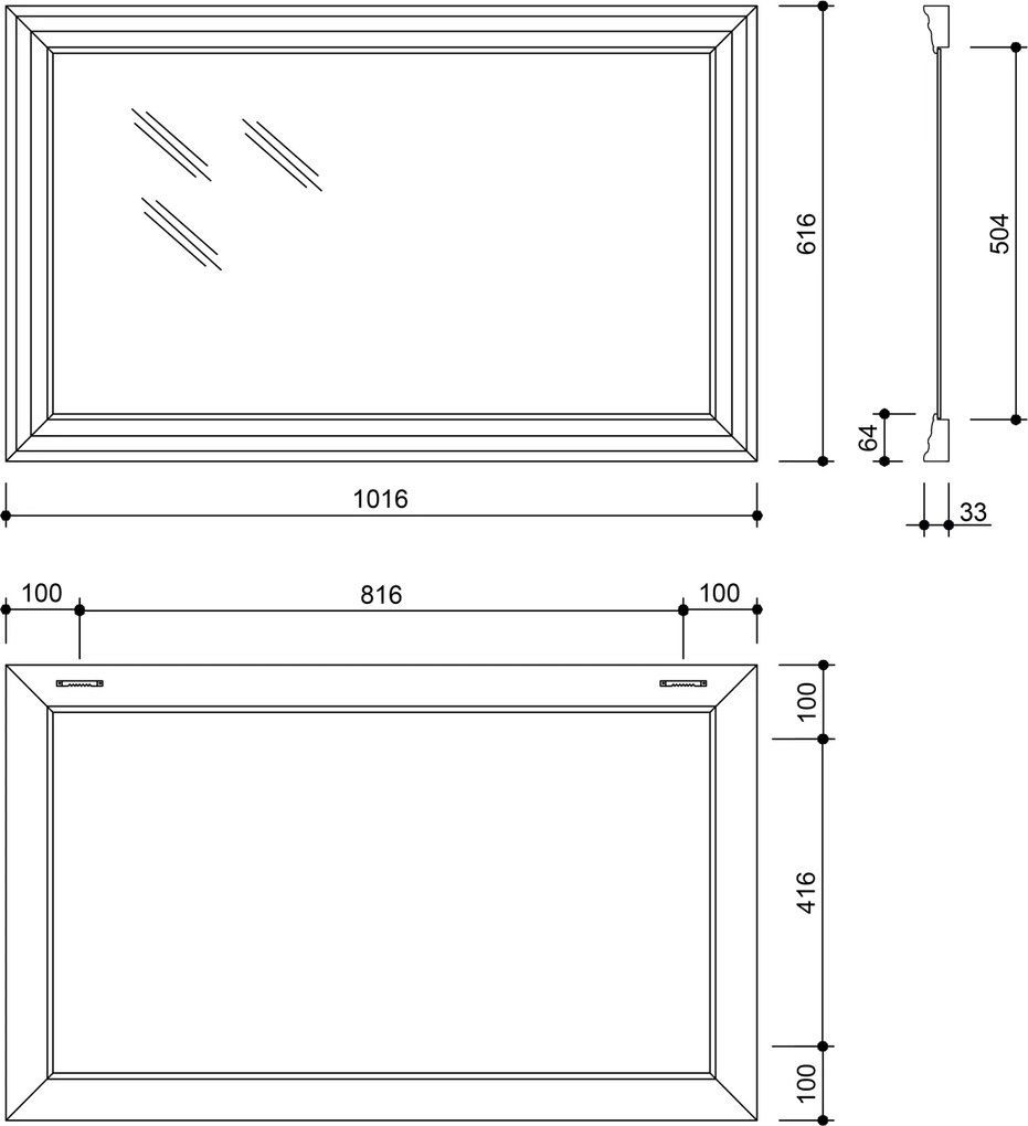 Sapho DEGAS 61,6 x 101,6 cm NL731 zrcadlo v rámu černá/starobronz Koupelny Bernold