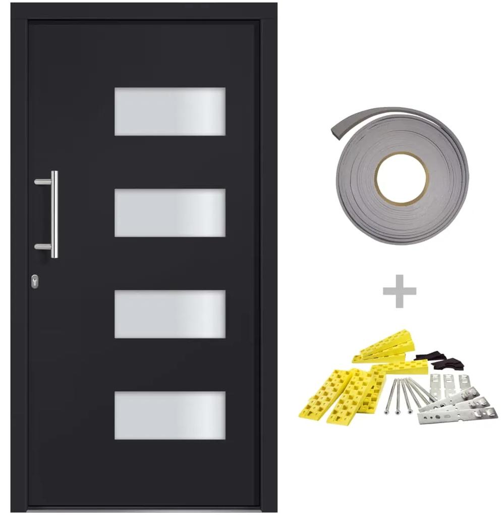Vchodové dveře hliník a PVC antracitové 100 x 200 cm - Default Title