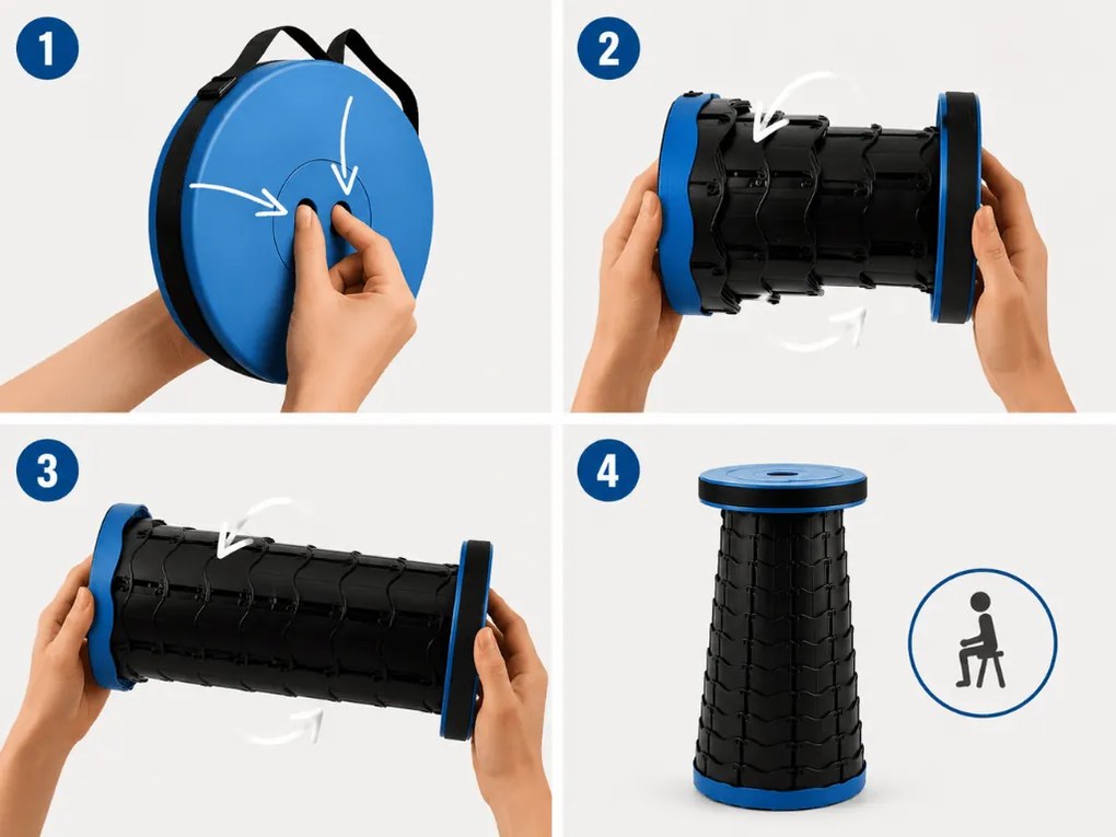 Kempingová stolička CAMPIO teleskopická 45 cm, černá