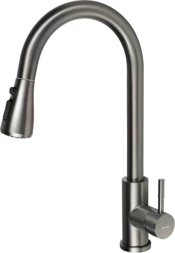 Sapho Sapho, MIKELA stojánková dřezová baterie s výsuvnou sprškou, gun metal, 1106-30GM