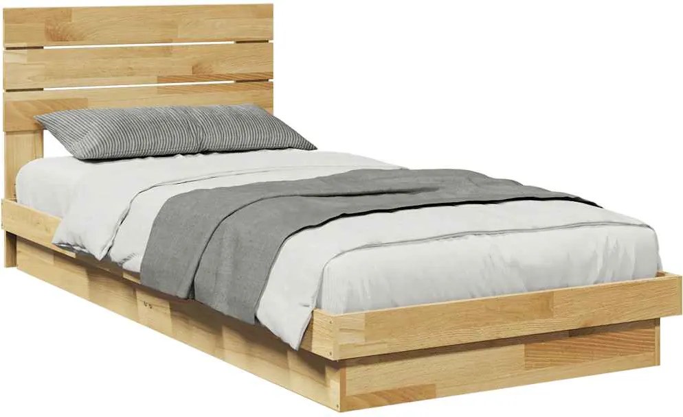 Rám postele s čelem bez matrace 75x190 cm Dubový masiv 3315747