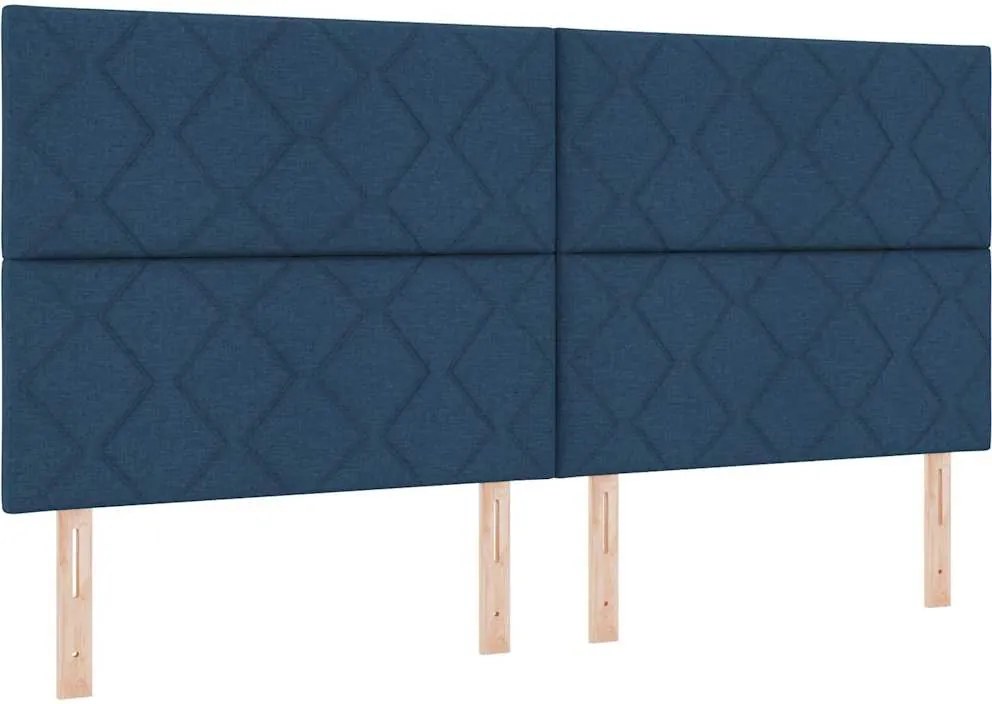 Postel s boxspringem s čelo Modrá 200 x 200 cm textil 3340654