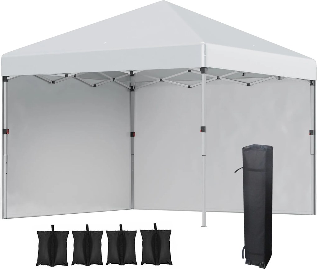Outsunny Pavilón cca 3x3m, voděodolný pevný zimní skládací pavilón s 2 bočními stěnami, UV ochrana 30+, skládací párty stan s taškou, zahradní pavilón