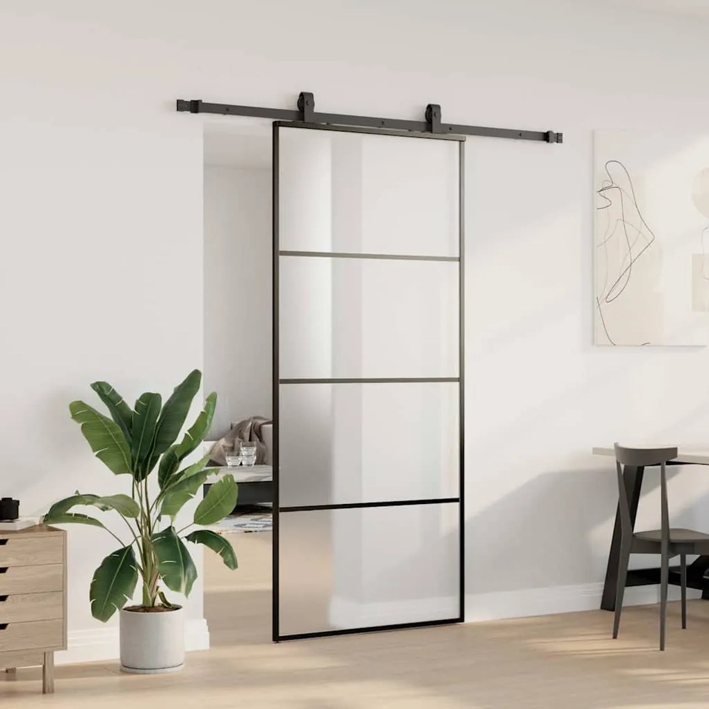 Posuvné dveře se sadou kování černé 90x205 cm ESG Glass 3375799