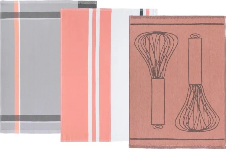 Bellatex Kuchyňské utěrky sada 3 kusů 50x70 cm Geometrie Oranžová,Šedá
