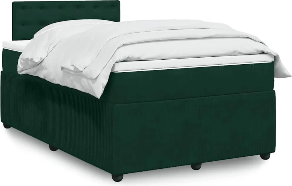 Box spring postel s matrací tmavě zelená 120x190 cm samet 3290001
