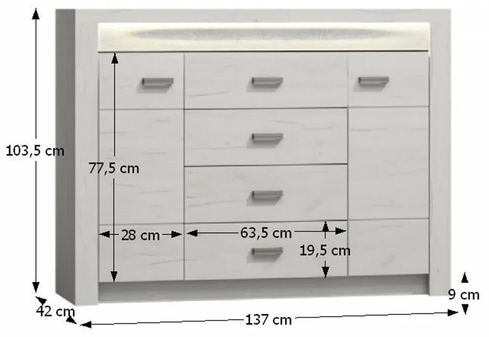 Kondela Komoda, jasan bílý, INFINITY I-07