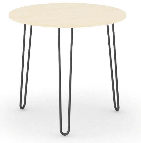 Kulatý jídelní stůl SPIDER, průměr 80 cm, černá podnož, bříza
