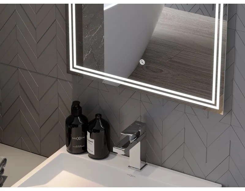 Mexen Taco podsvícené koupelnové zrcadlo 50 x 70 cm, LED 6000K, ventilátor - 9805-050-070-611-00