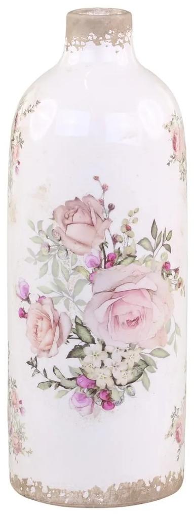 Keramická dekorační váza s růžemi Rose pattern L - Ø 11*31cm