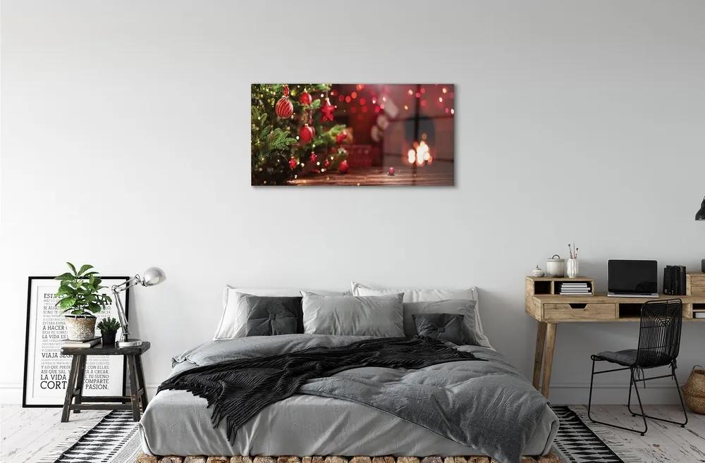 Obraz na skle Ozdoby vánoční strom dárky 120x60 cm