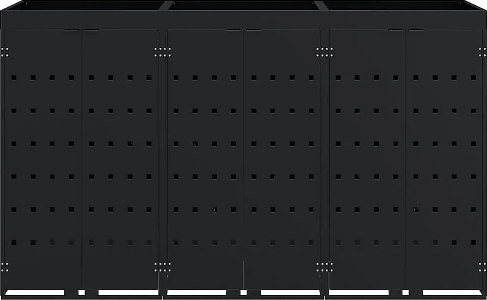 vidaXL Úložný box na 3 popelnice Černá 204 x 77,5 x 121,5 cm [3394739]