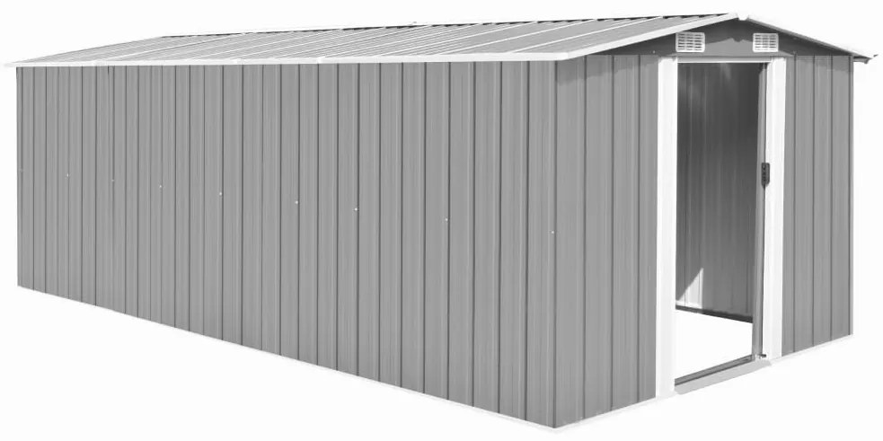 Zahradní domek 257 x 489 x 181 cm kovový šedý - Default Title