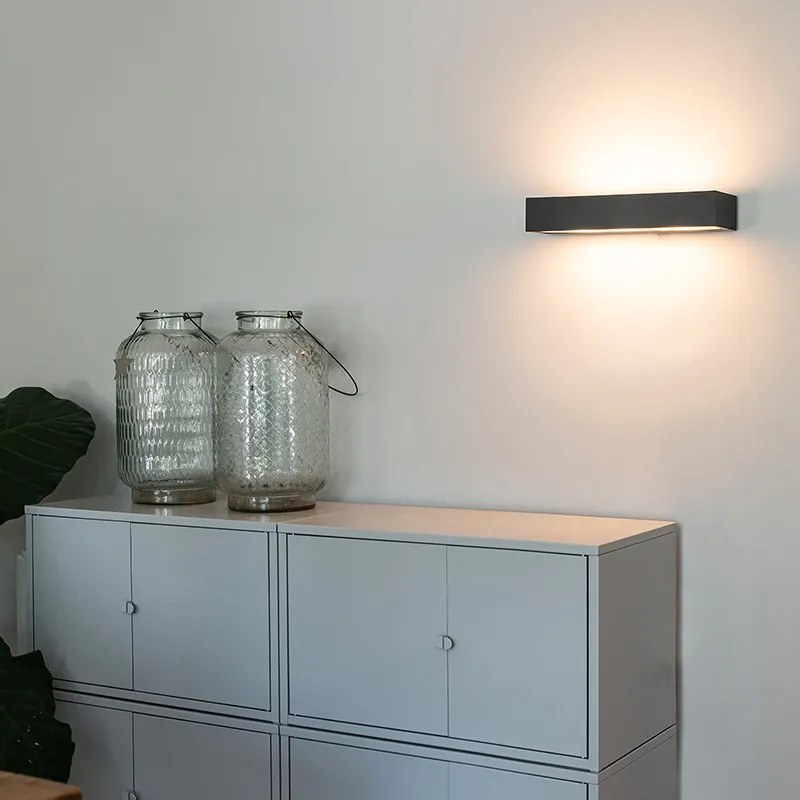 Designová obdélníková nástěnná lampa černá 35 cm - Houx