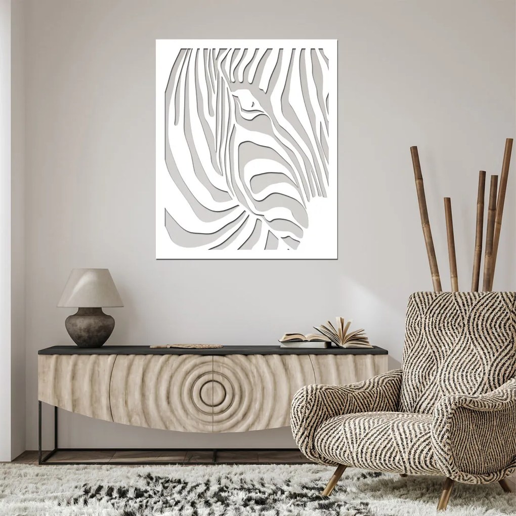 dřevo života Dřevěný obraz na zeď ZEBRA Rozměry (cm): 60x72, Zvolte barvu dekoru: Bílá