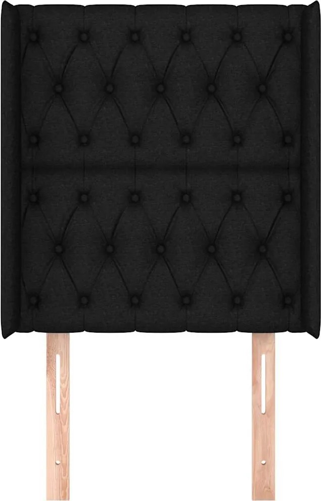 Čelo postele typu ušák černé 83x16x118/128 cm textil 3119892