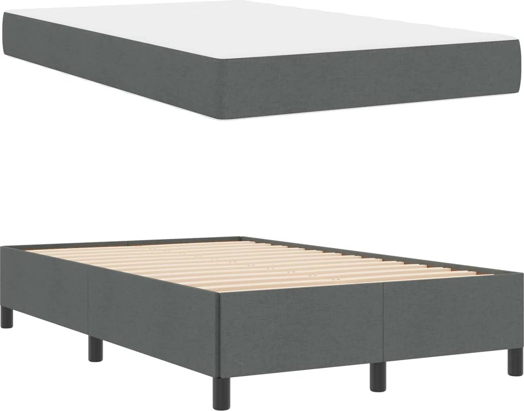 Postel s boxspringem Tmavě šedá 120 x 200 cm textil 3398851