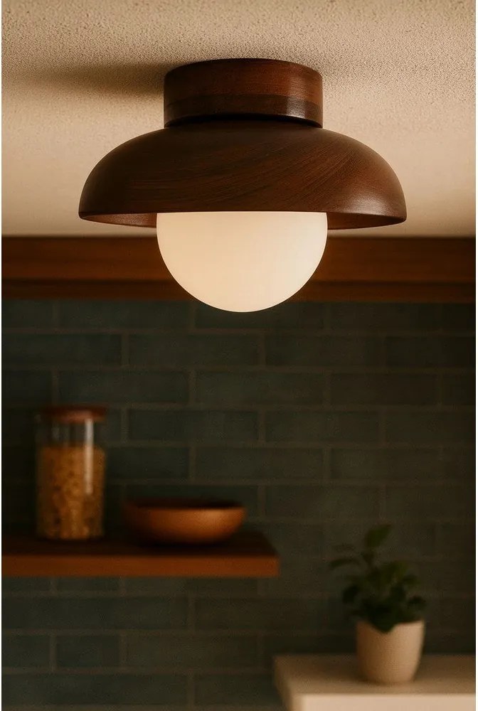 Hnědé stropní svítidlo se skleněným stínidlem ø 24 cm Elsa – Opviq lights