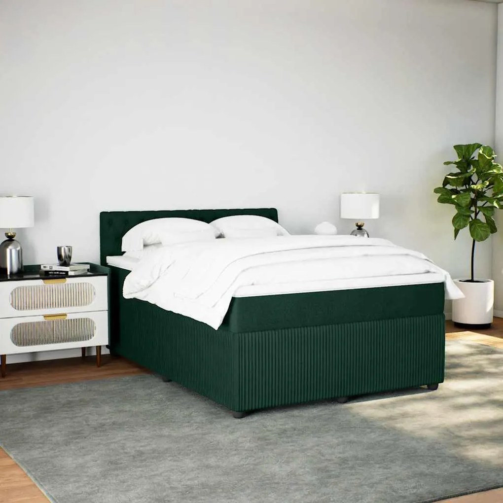 Box spring postel s matrací tmavě zelená 160x200 cm samet 3290091