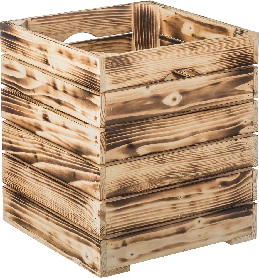 Dřevobox Opálená dřevěná bedýnka 30 x 30 x 35 cm