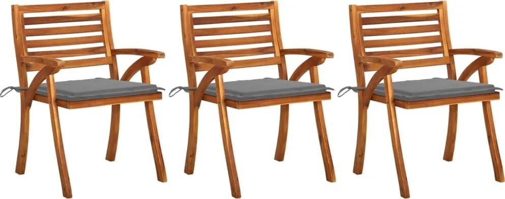 vidaXL Zahradní jídelní židle s poduškami 3 ks masivní akáciové dřevo [3060781] Barva: Zelená
