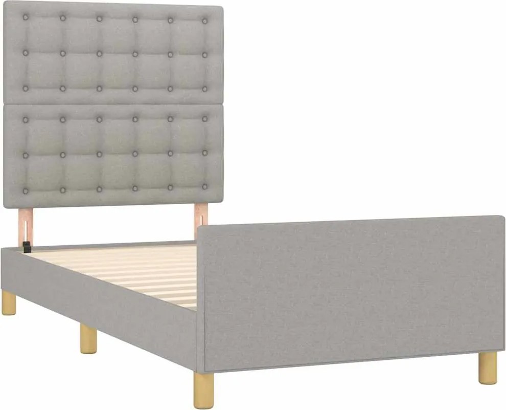 Rám postele s čelem světle šedý 90x200 cm textil 3125349